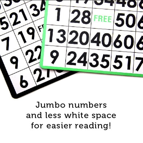 Buy 100 Green Bingo Cards with Jumbo Numbers by, Set of 100 green Bingo ...