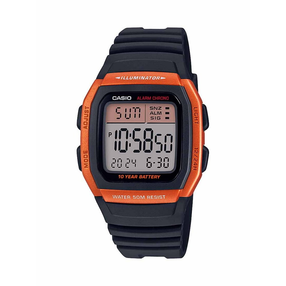 Casio Men's Sport Digital Watch, Black/Orange W96H-4A2V - Walmart.com ...