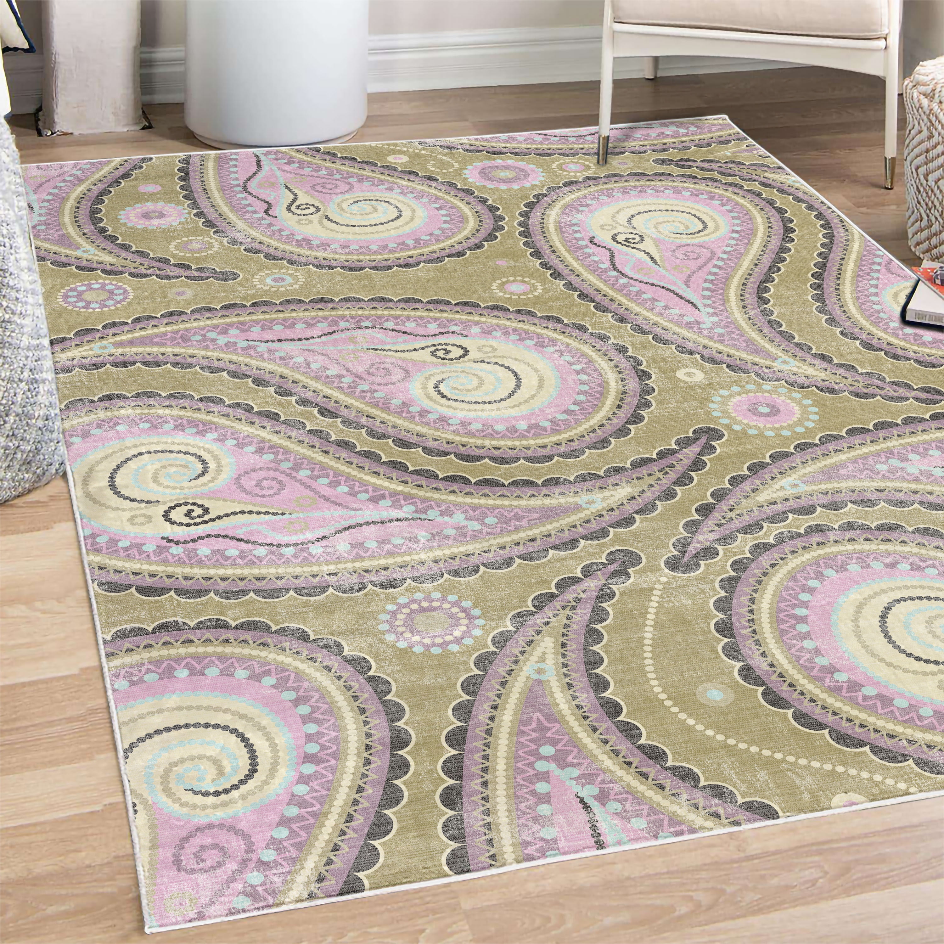 Paisley Decorative Rug, Continuous Fig Like Motifs Pattern Mandala ...