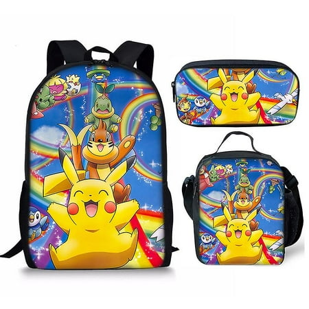 Pikachu Pokemon School Bag Cartoon Animation Student Backpack/pen Bag ...