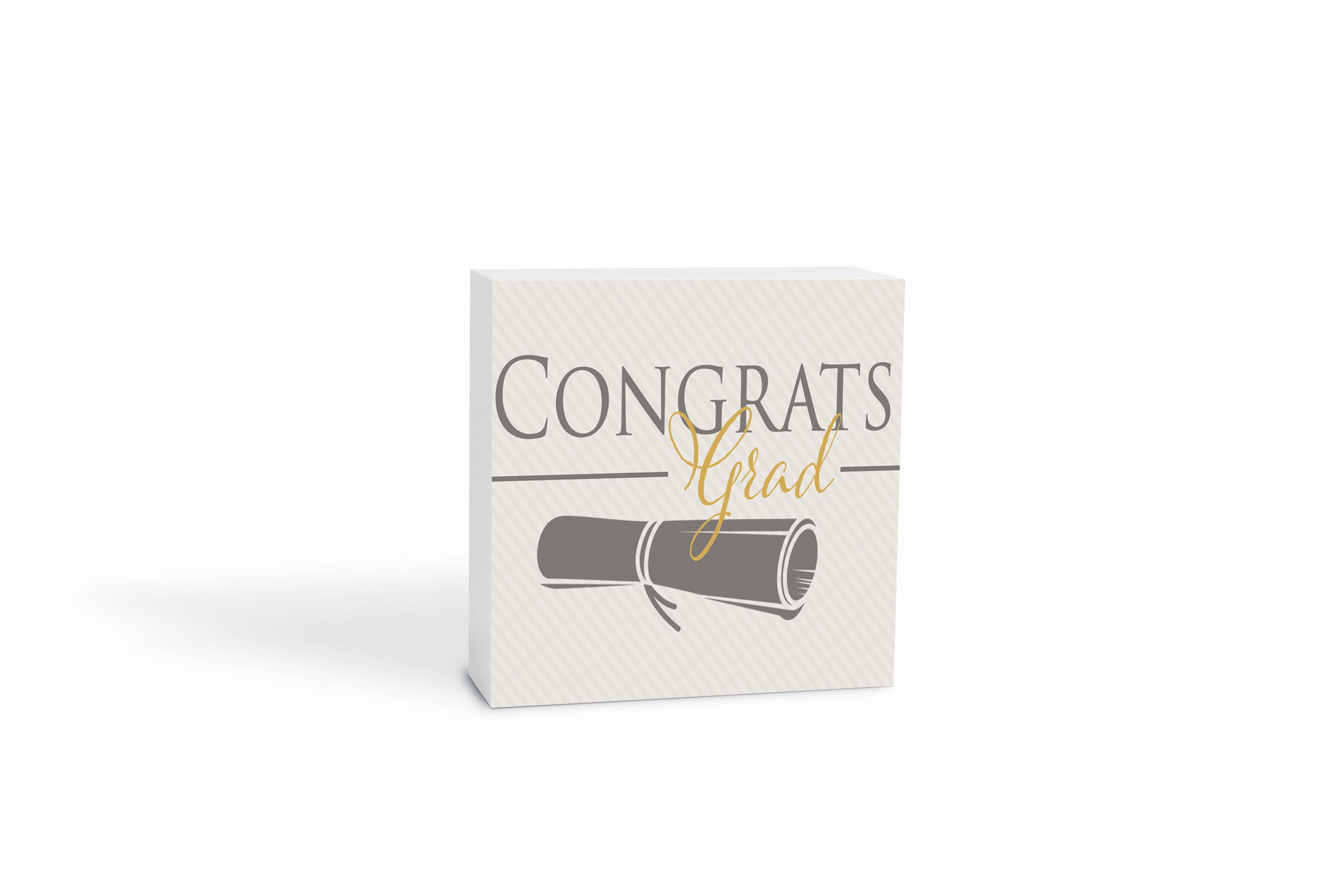 Congrats Grad Parchment Stripe Diploma 5 x 5 Wood Tabletop Sign Plaque ...