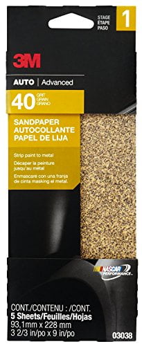 3M Sandpaper, 03038, 3-2/3 in x 9 in, 40 grit