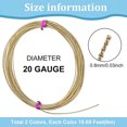 2Rolls 2 Colors Brass Wire Textured Round Golden Silver 20 Gauge 0.8mm ...
