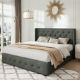 Allewie Queen Size Lift Up Platform Storage Bed Frame with Button ...