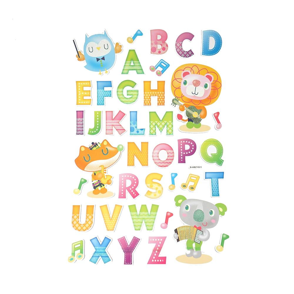 Animal Friends Alphabet Kid's Room Wall Art Stickers, 38-Piece ...