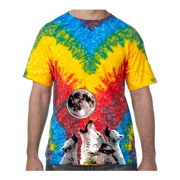 Buy Cool Shirts - Wolves with Moon Tie Dye Tee Shirt (bottom print ...