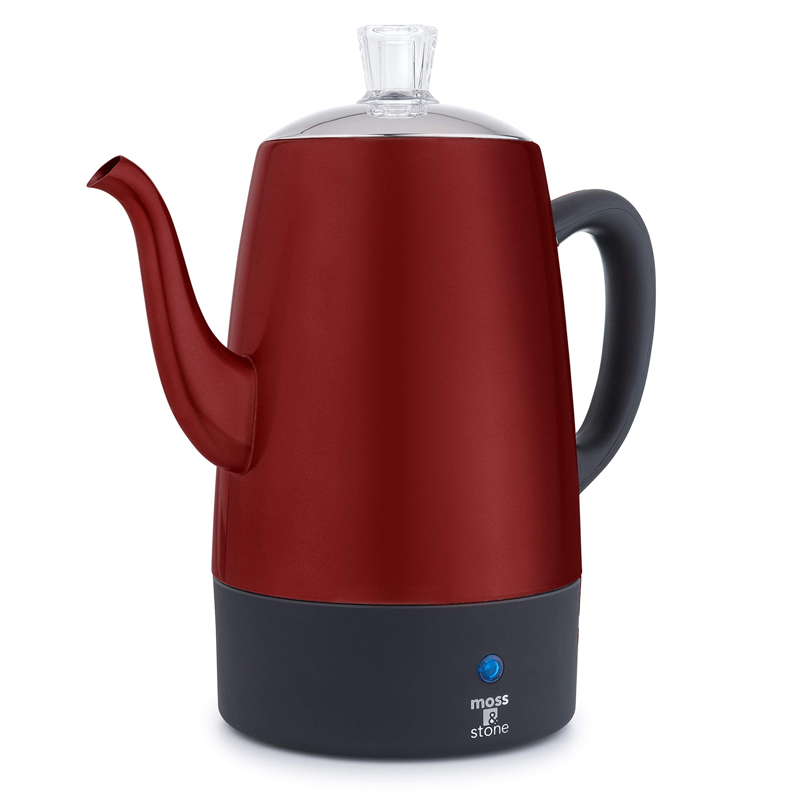 Moss & Stone Electric Coffee Percolator| Red Body with Stainless Steel ...