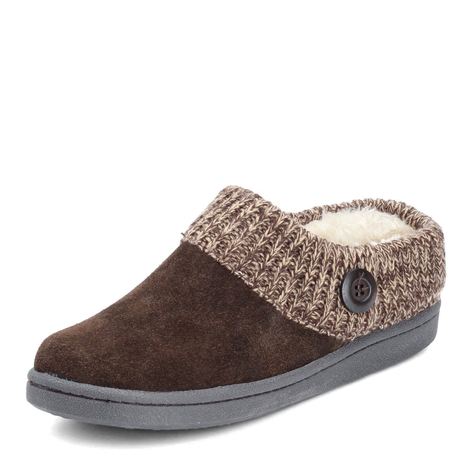 Clarks Womens Slipper Suede Leather Knitted Collar Clog Slippers ...