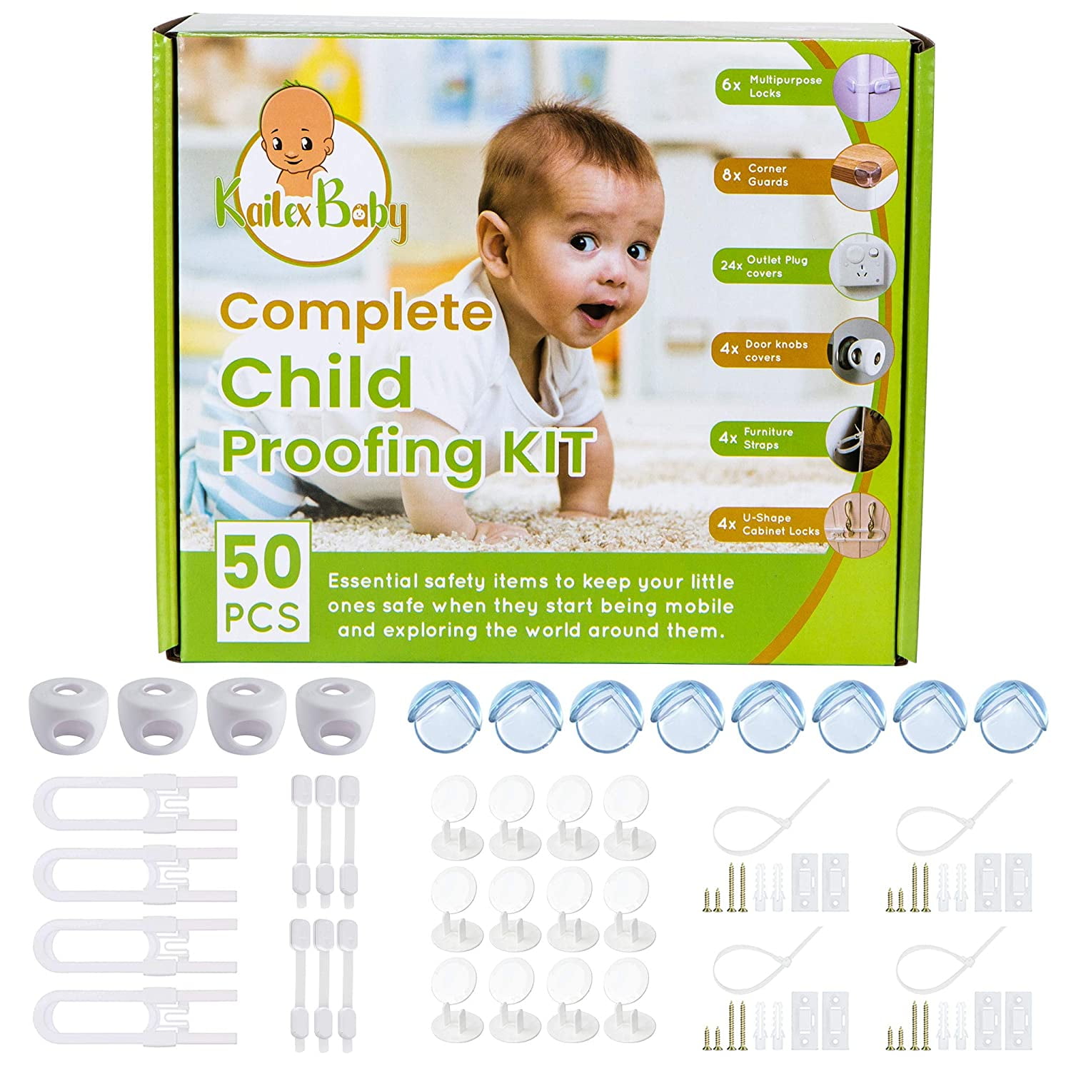 KAILEXBABY Baby Proofing Kit, Child Safety Cabinet Locks, Door Knob ...