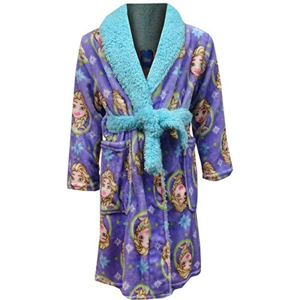 Disney Frozen Girls Elsa Snowflake Plush Robe Bathrobe Pajamas (4 ...