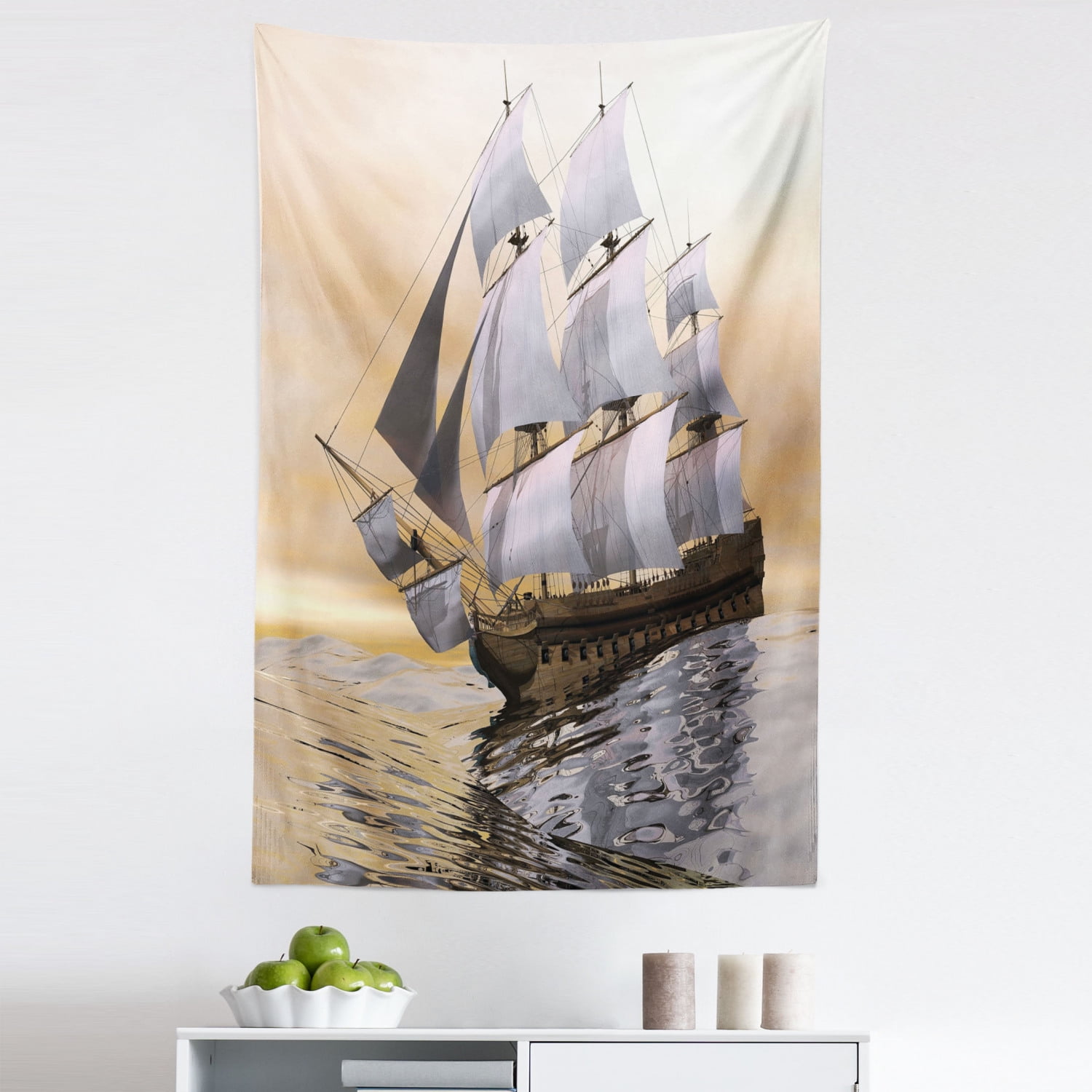 Maritime Tapestry, Ship Sailing on the Ocean with Full Sail Digital ...