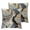 Acheng Marble Texture Black and Gold Silver Decorative Throw Pillow ...