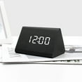 SPRING PARK Modern Wooden LED Digital Alarm Clock Desk Voice Control ...