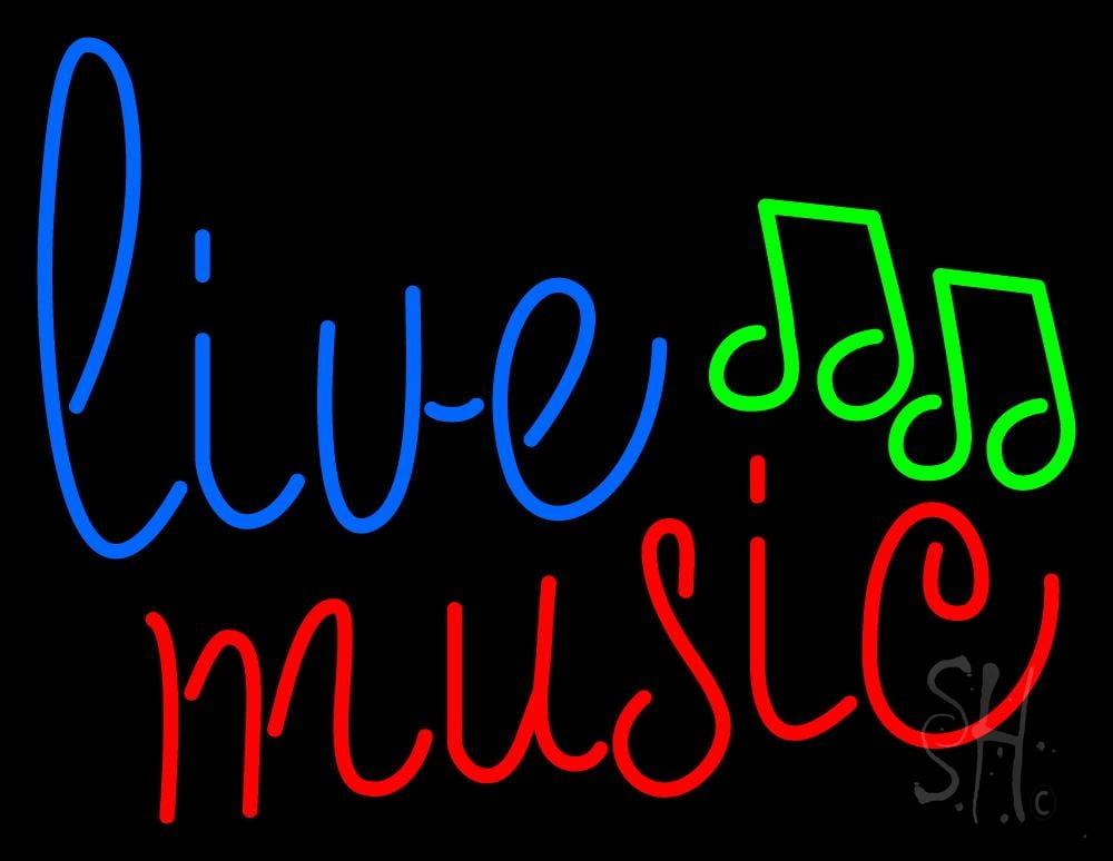 Blue Live Music Cursive LED Neon Sign 15" Tall x 19" Wide - inches ...