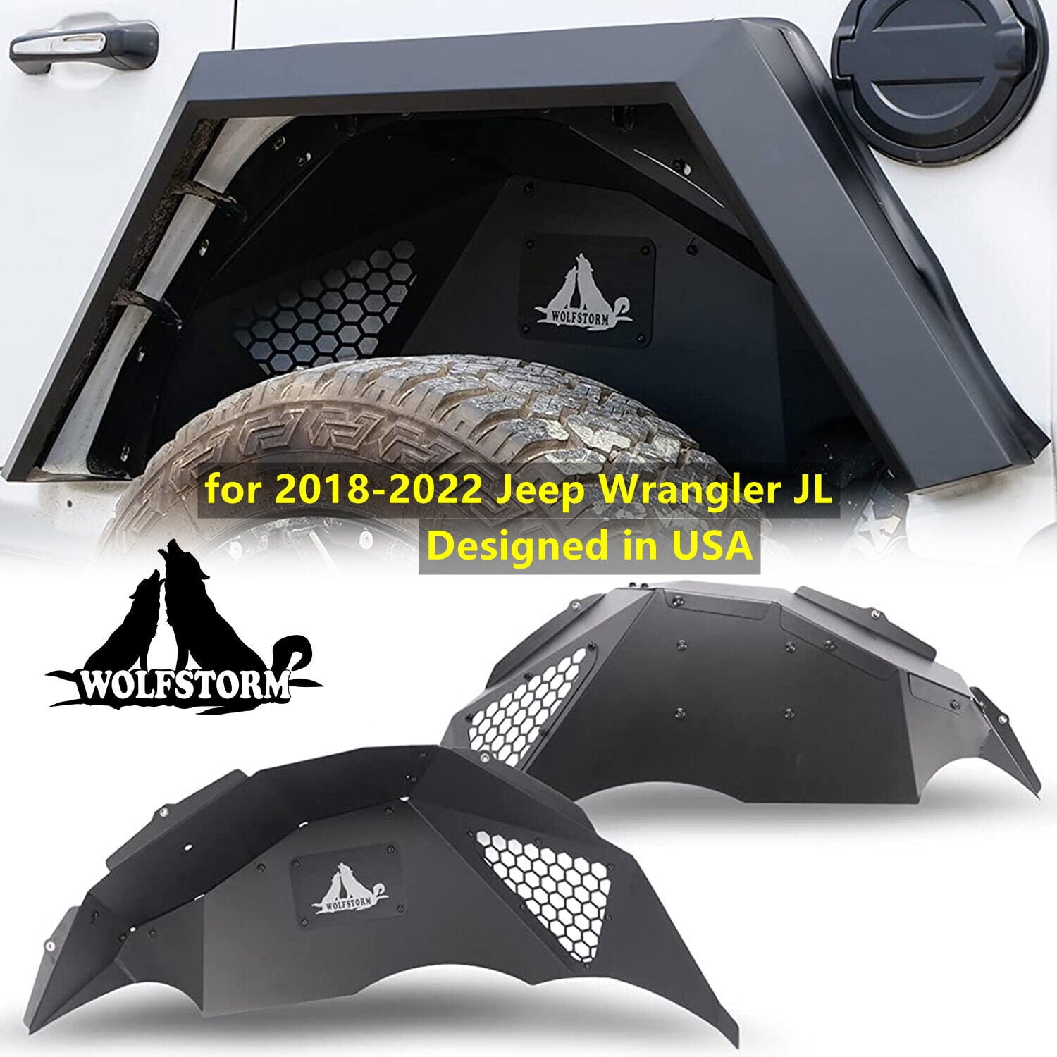 WOLFSTORM Rear Inner Fenders Liners for 2018-2022 Jeep Wrangler JL ...