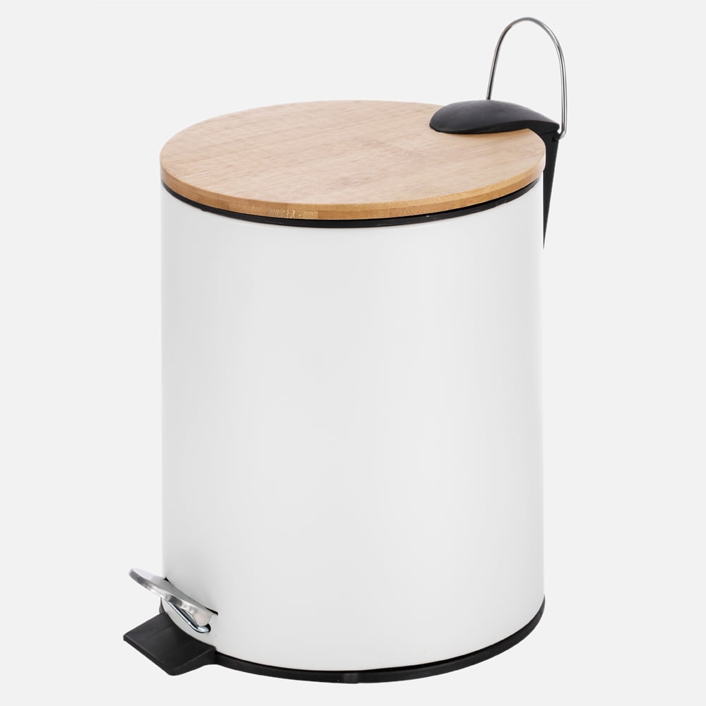 Click here for Linen Chest Pedal Bin With Bamboo Lid - White  5l prices
