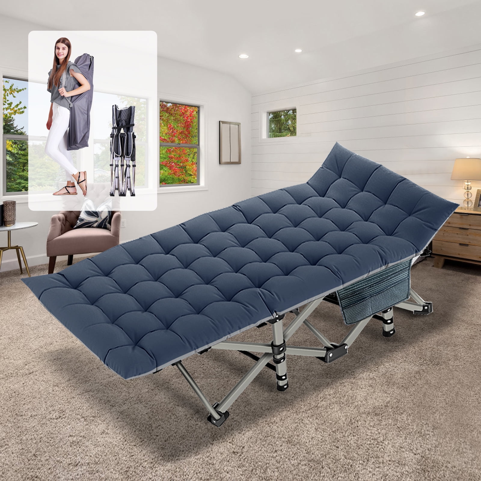 Slsy Folding Camping Cots for Adults 880 lbs, 28" Extra Wide Sturdy ...