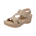 Bkhluea Women Perforated Cutout Hook Loop Ankle Strap Wedge Sandals ...