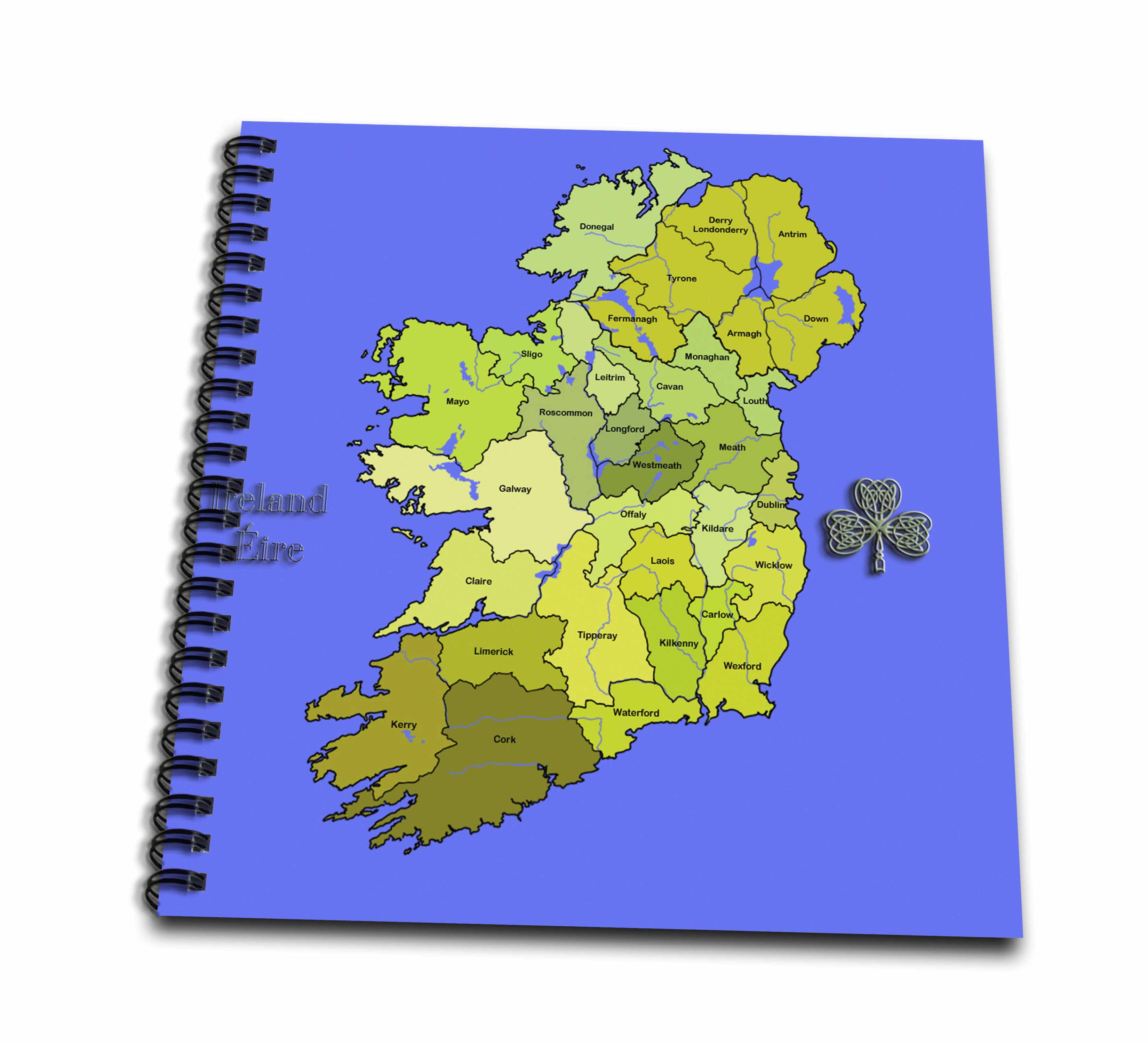3dRose Colorful green map of all Ireland, the Irish Republic and ...