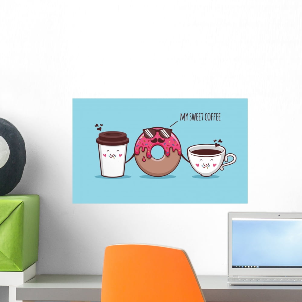 Donut and Coffee Wall Mural by Wallmonkeys Peel and Stick Graphic (18 ...