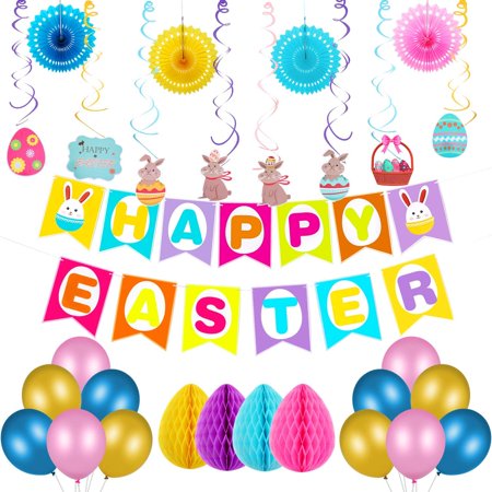29 Pieces Easter Party Decorations Set, Includes Happy Easter Banner ...