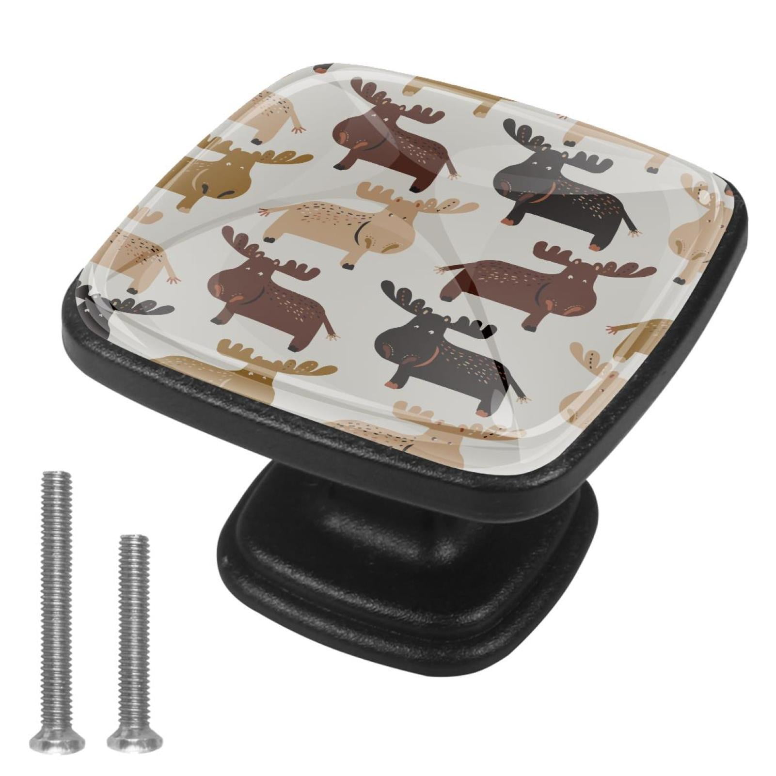 4 Pcs Cabinet Handle Drawer Pulls Elk Knobs with Screws Square ...