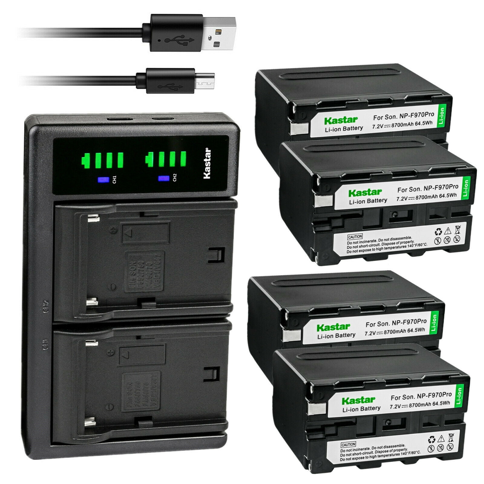 Kastar 4-Pack NP-F970PRO Battery and LTD2 USB Charger Compatible with Sony MVC-FD7 MVC-FD71 MVC ...