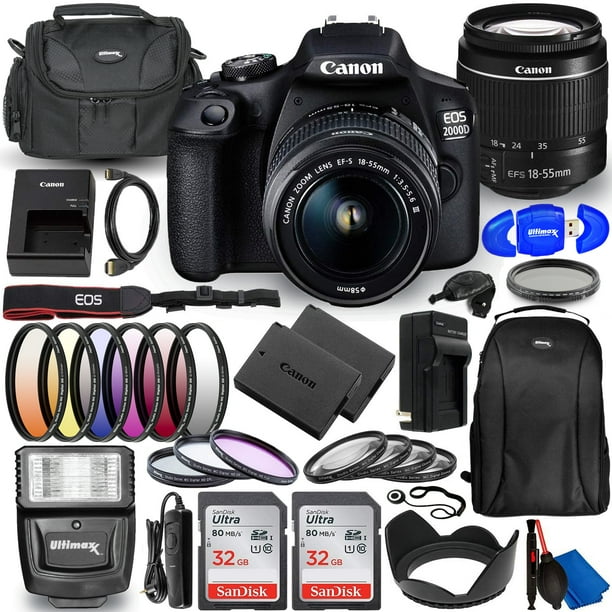 Canon EOS 2000D / Rebel T7 with 18-55mm III Lens - 30PC Accessory ...