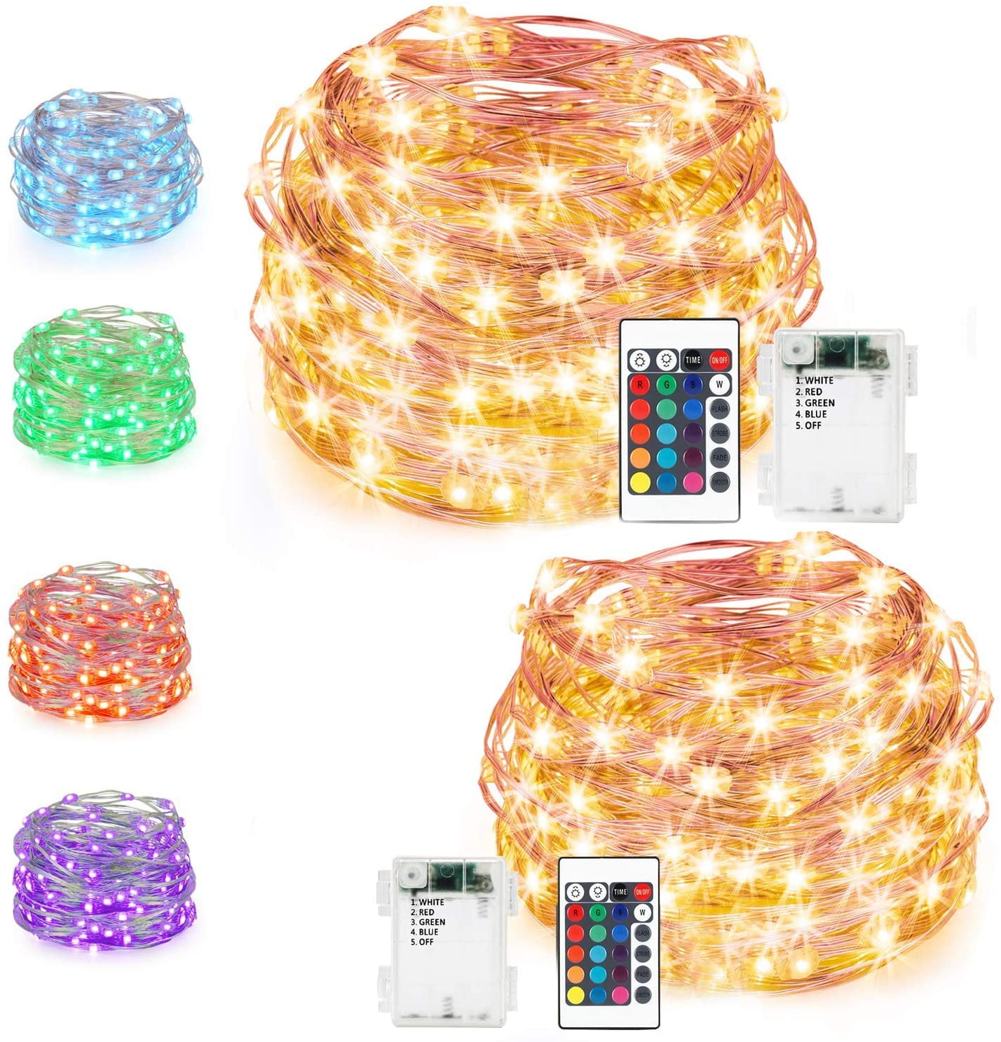 LED String Lights,Battery Powered Multi Color Changing String Lights ...