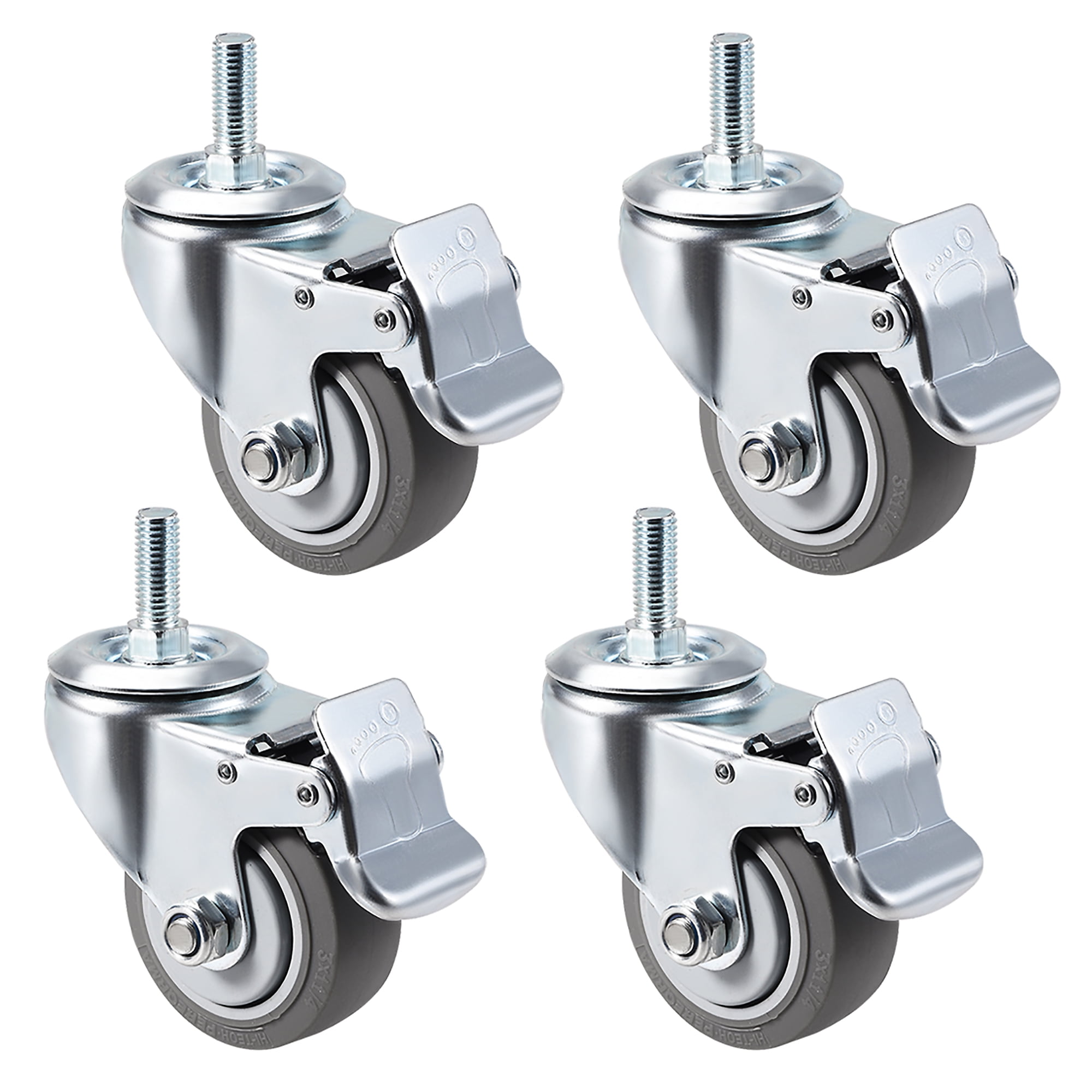 Swivel Caster Wheels TPR Caster 3 Inch Wheel M12 x 30mm Threaded Stem ...