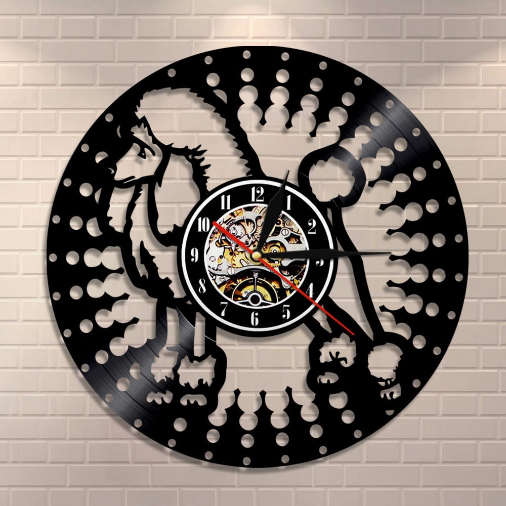 Poodle Dog Vinyl Record Wall Clock Poodle Dog Breed Home Decor Modern Wall Clock Puppy Pet Vinyl ...