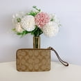 Coach Women's Small Corner Zip Wristlet in Signature Canvas (Khaki ...