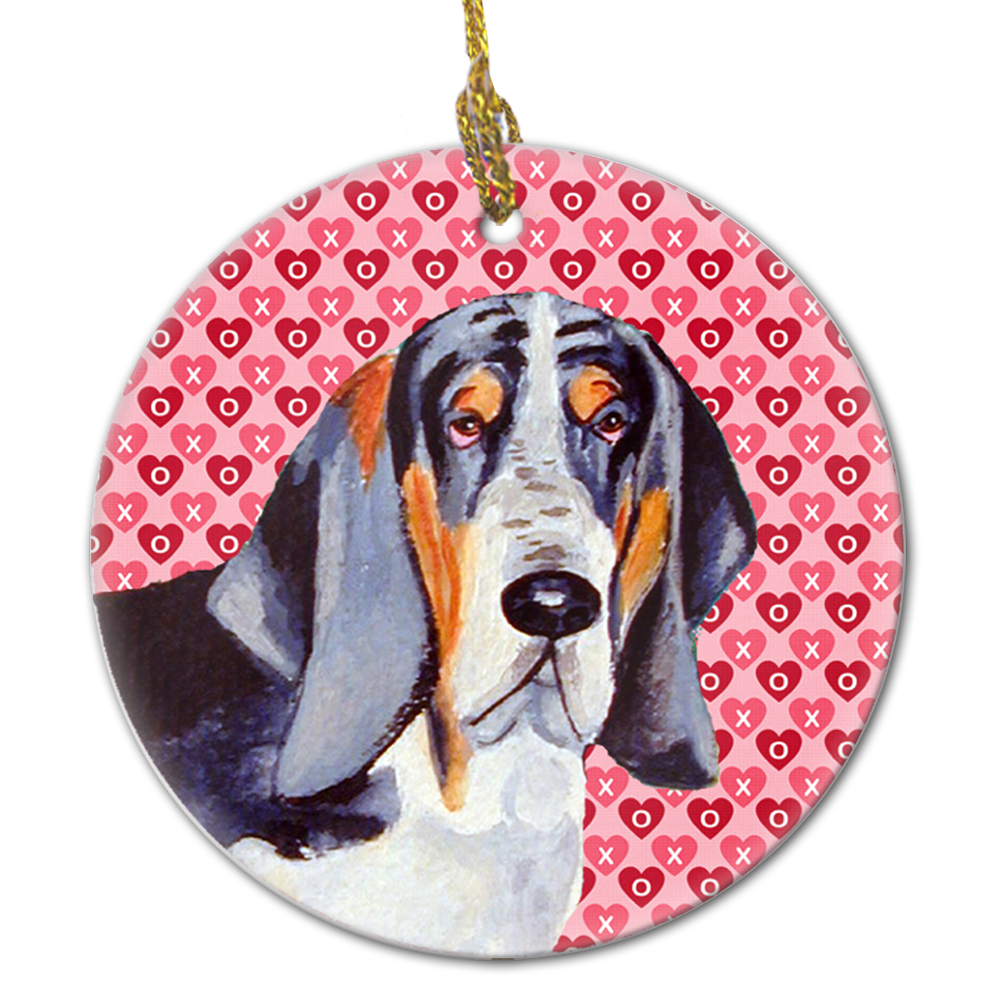 Basset Hound Valentine's Love and Hearts Ceramic Ornament - Walmart.com ...