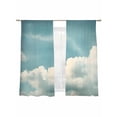 Blue Sky and White Clouds Chiffon Sheer Curtains 63 Inches Long Modern ...
