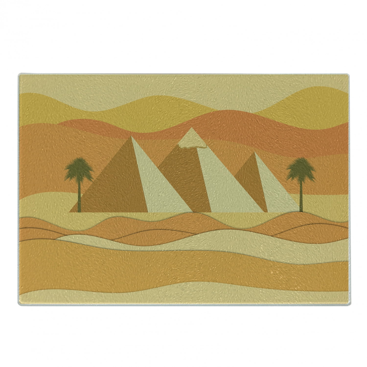 Dune Cutting Board, Pyramids and Palm Trees Desert Adventurous Cartoon ...