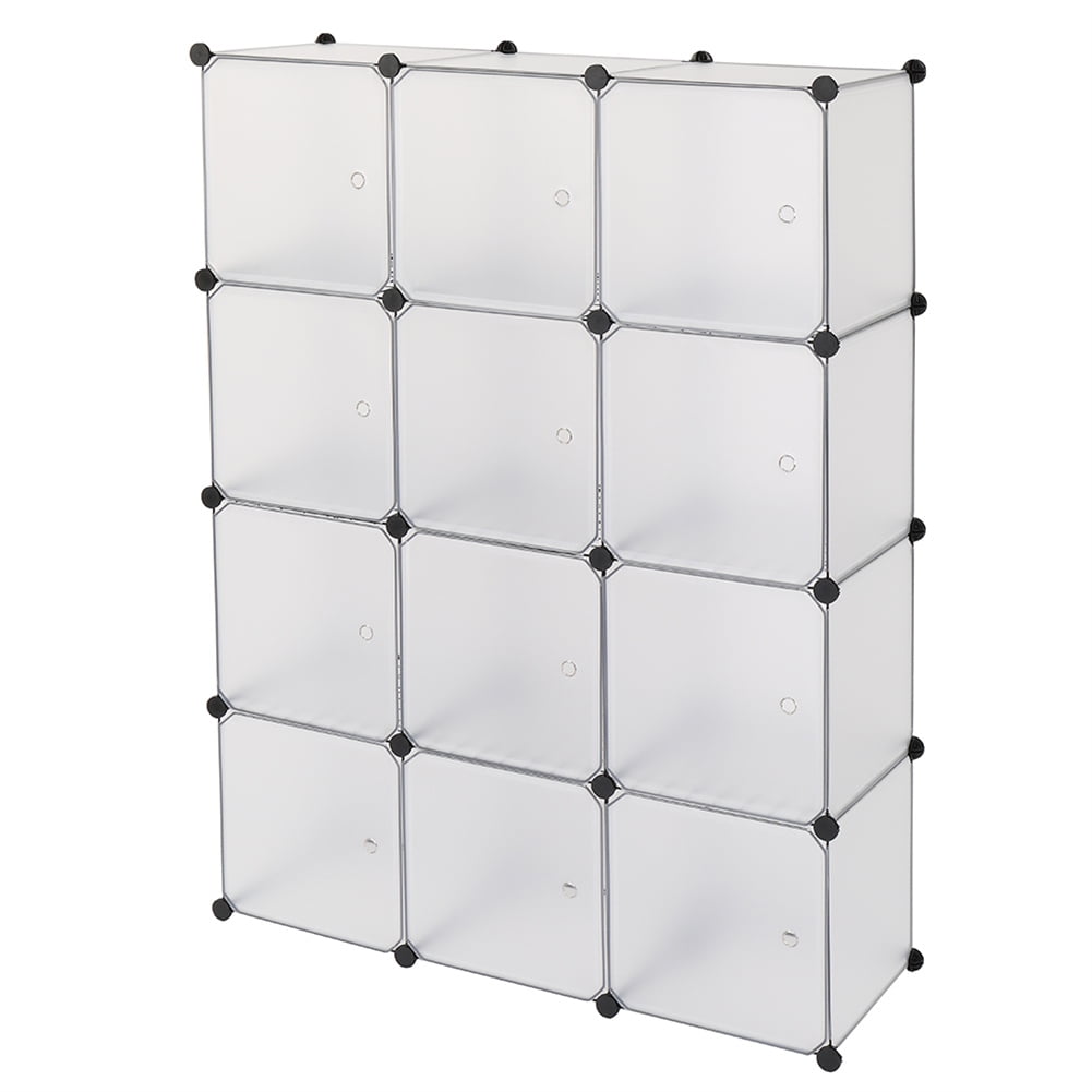 Storage Shelf, 4 Layers 12-Cube Storage Cabinet With Door For Study ...