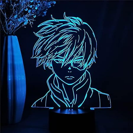 Anime My Hero Academia Shoto Todoroki Face 3d Illusion Night Light For ...