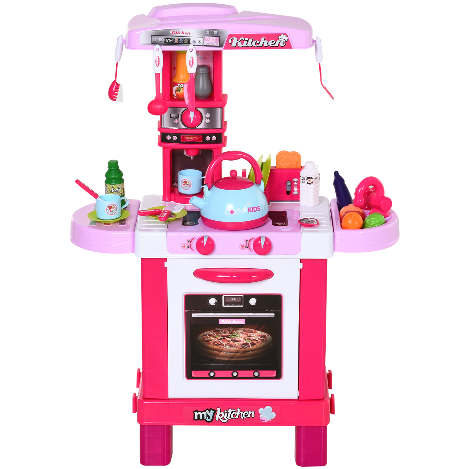 HOMCOM Kids Kitchen Play Set Children Chef Play Game Toy Cook Bake Boil ...