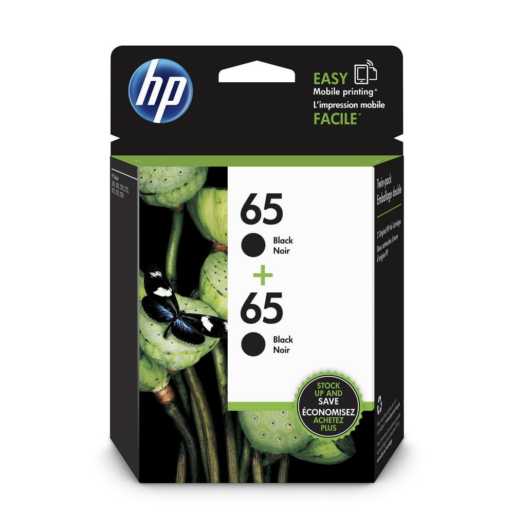 HP 65 Ink Cartridges - Black, 2 Cartridges (1VU22AN) - Walmart.com ...