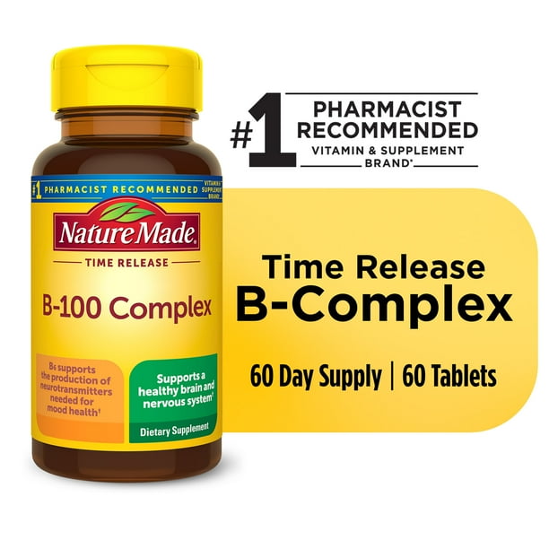 Nature Made Time Release B-100 B Complex Tablets, Dietary Supplement ...