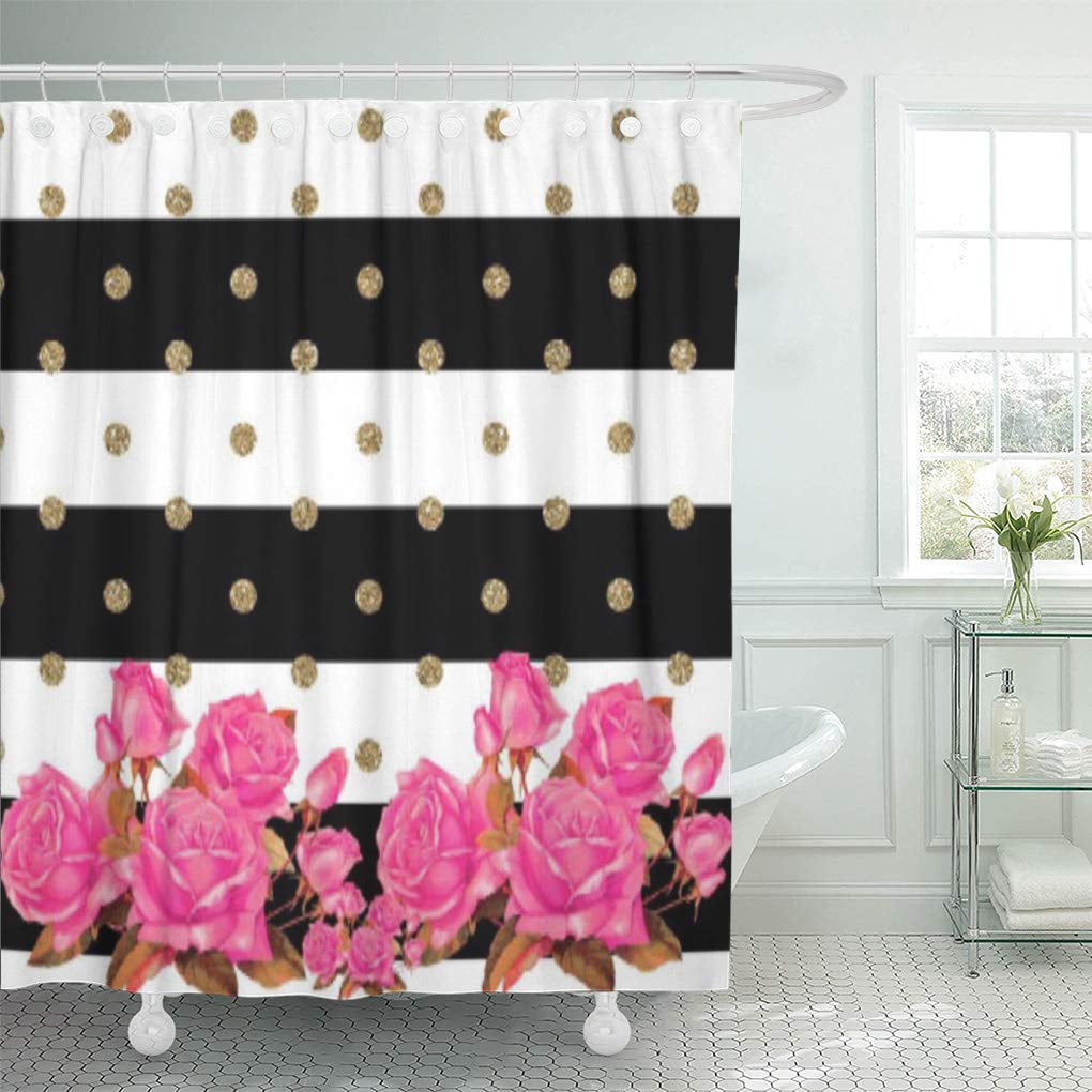 Click here for Suttom Gold Elegant Black White Stripes Pink Polka... prices