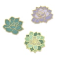 PinMart's 3-Piece Succulent Flower Plant Lover Enamel Lapel Pin Set ...