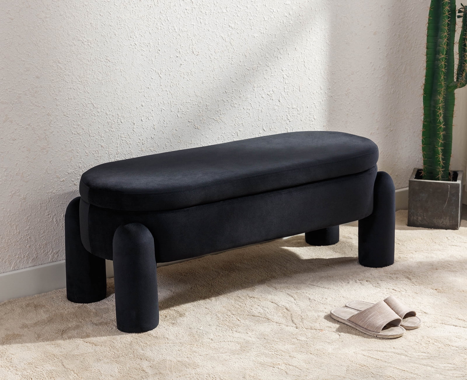 Guyou Modern Storage Bench, 45" Wide Upholstered Entry Bench Shoe Bench ...