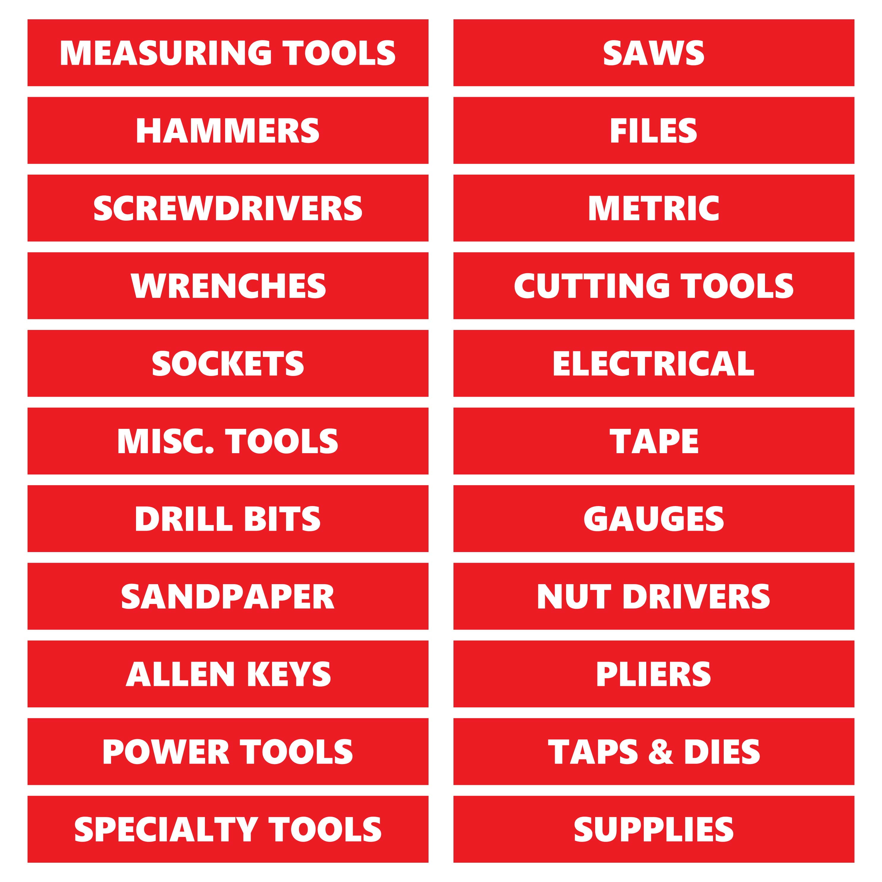 Toolbox Organizational Magnetic Labels by DCM Solutions (Red, 0.75"H x ...