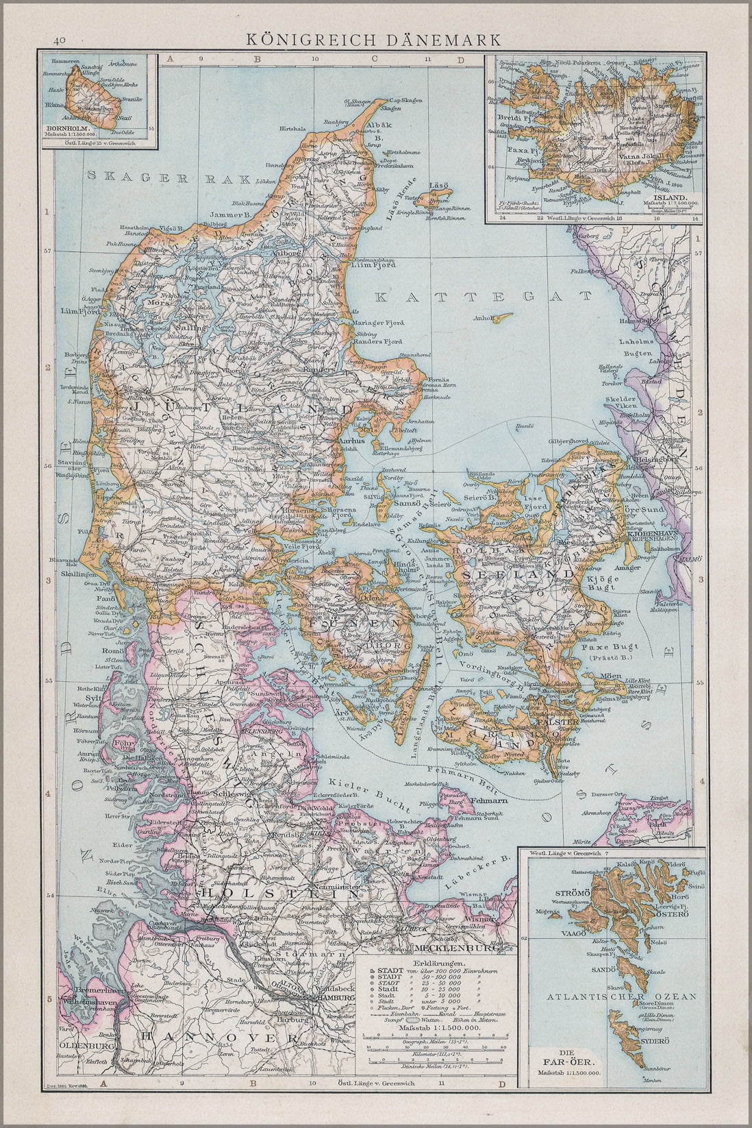 24"x36" Gallery Poster, map of Denmark c1890 - Walmart.com