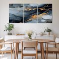 Abstract Marble Texture Canvas Wall Art 3 Panels, Grey Gold Crack ...