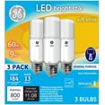 GE LED Bright Stik Light Bulbs, 60 Watt Replacement, 800 Lumen, Soft ...