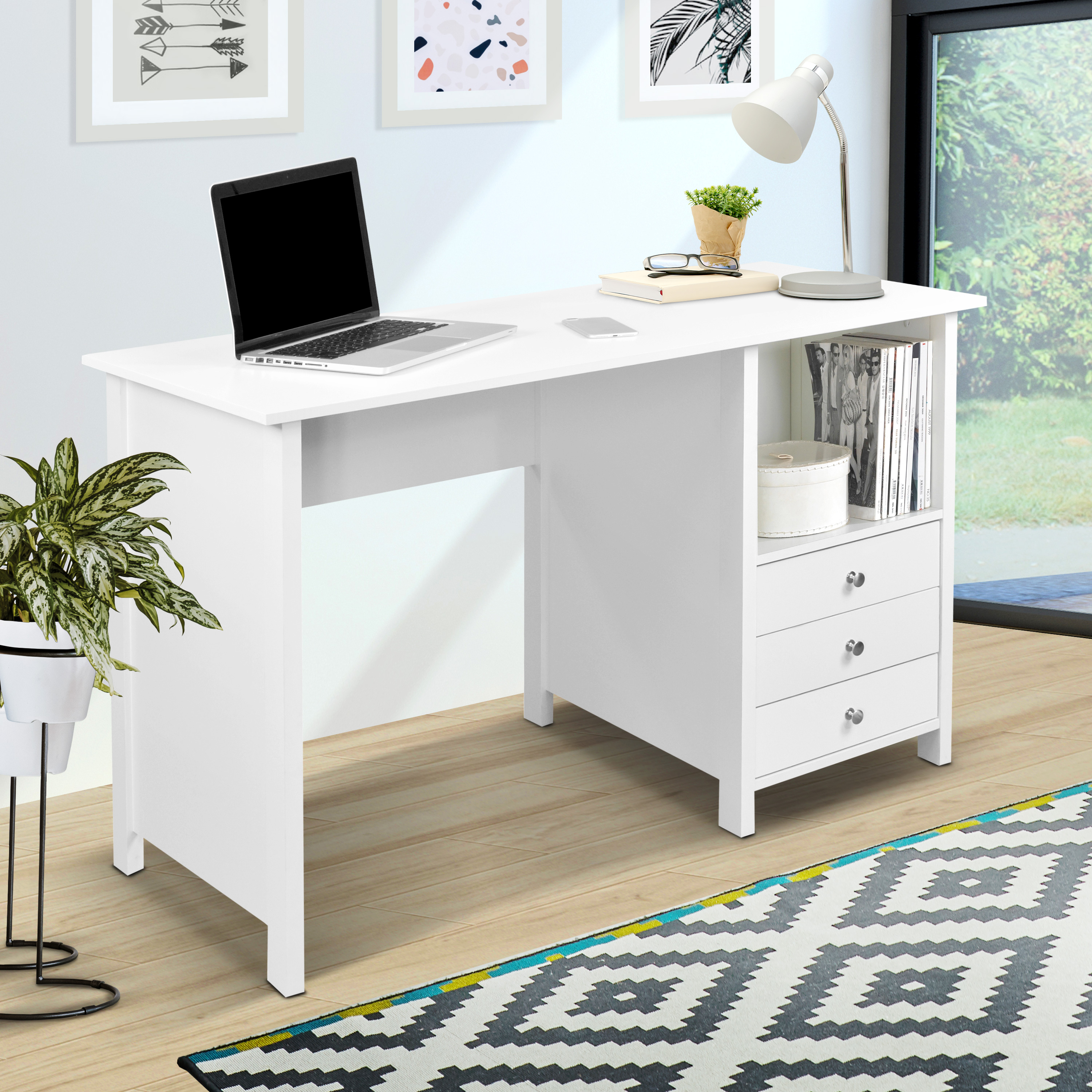 Techni Mobili Contempo Desk With 3 Storage Drawers White Walmart Techni Mobili Contempo Desk With 3 Storage Drawers White Walmart