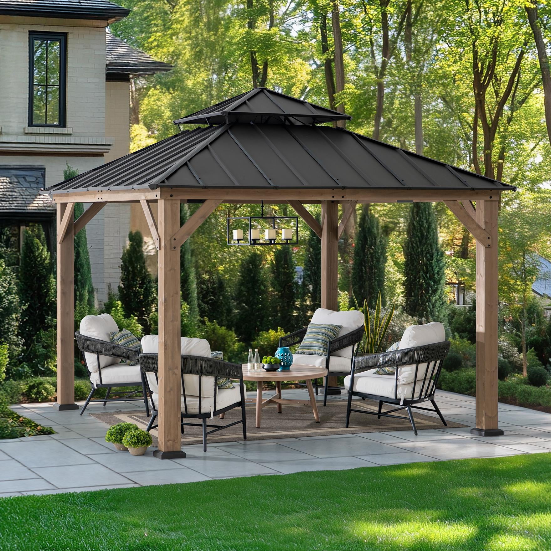 Click here for Sunjoy Group Sunjoy 11 X 11 Ft Outdoor Wooden Gaze... prices