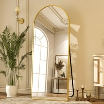 "GLSLAND Arched Full Length Gold Mirror with Stand, Framed in Modern ...